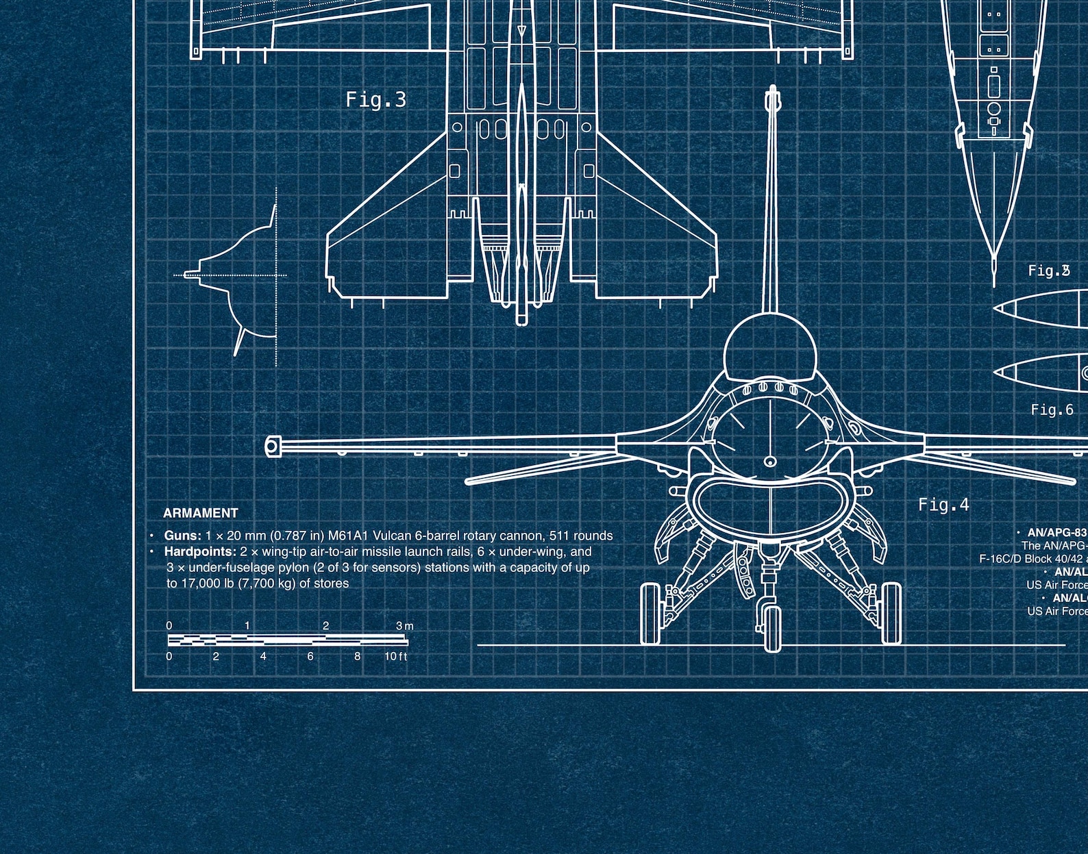 F-16 Fighting Falcon Blueprint Poster, Aviation Decor, Aircraft Wall ...
