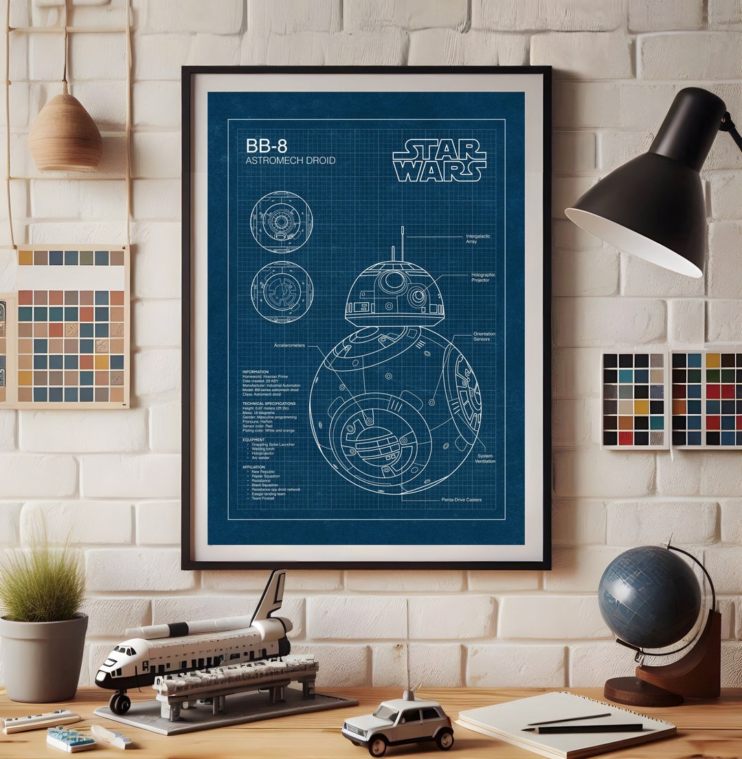 Star Wars BB-8, Blueprint, Star Wars Universe, Star Wars Gift, Geek ...
