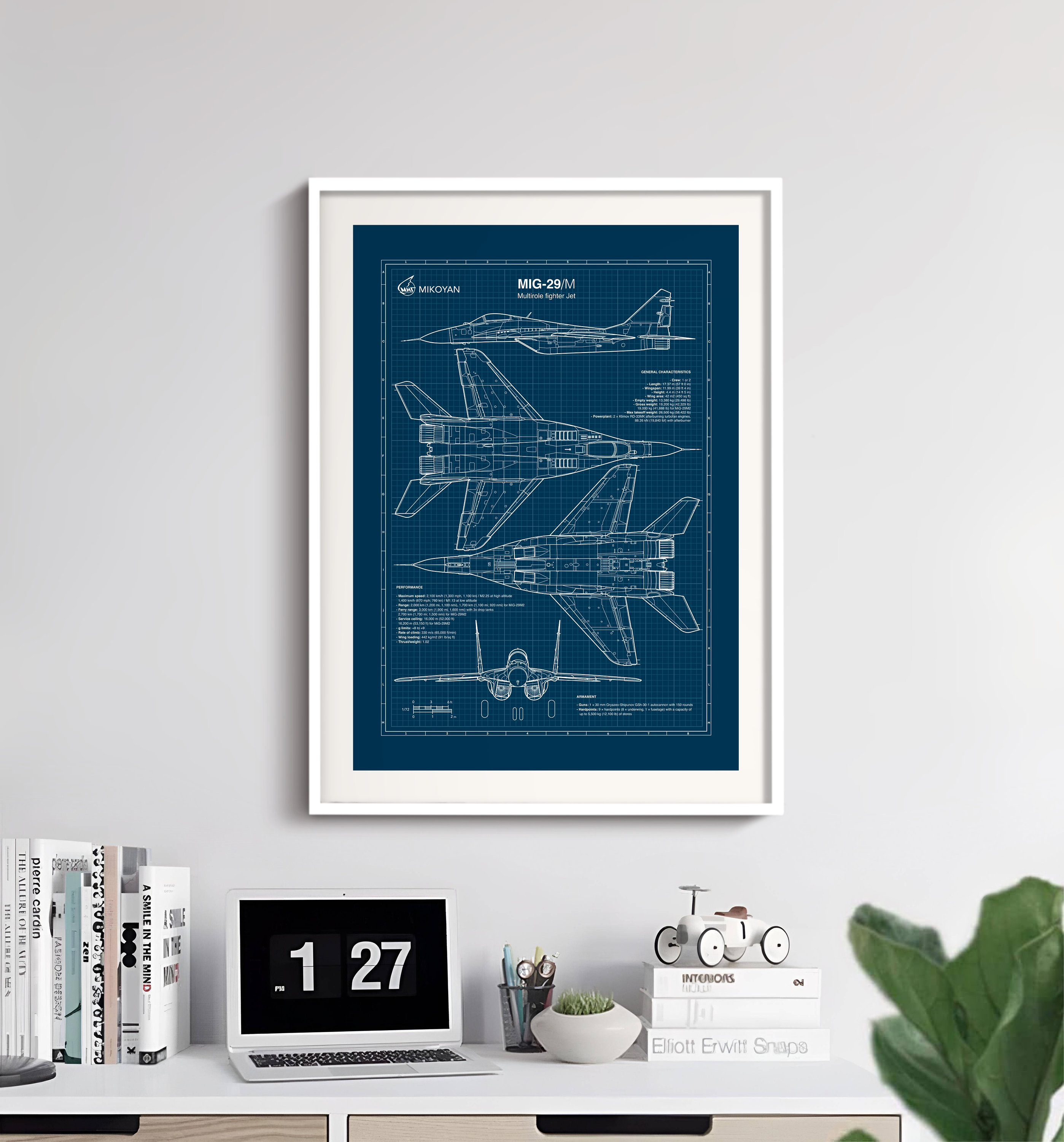 Mig-29 Fulcrum Fighter Jet, Mig-29, Blueprint Poster, Aviation Gift ...