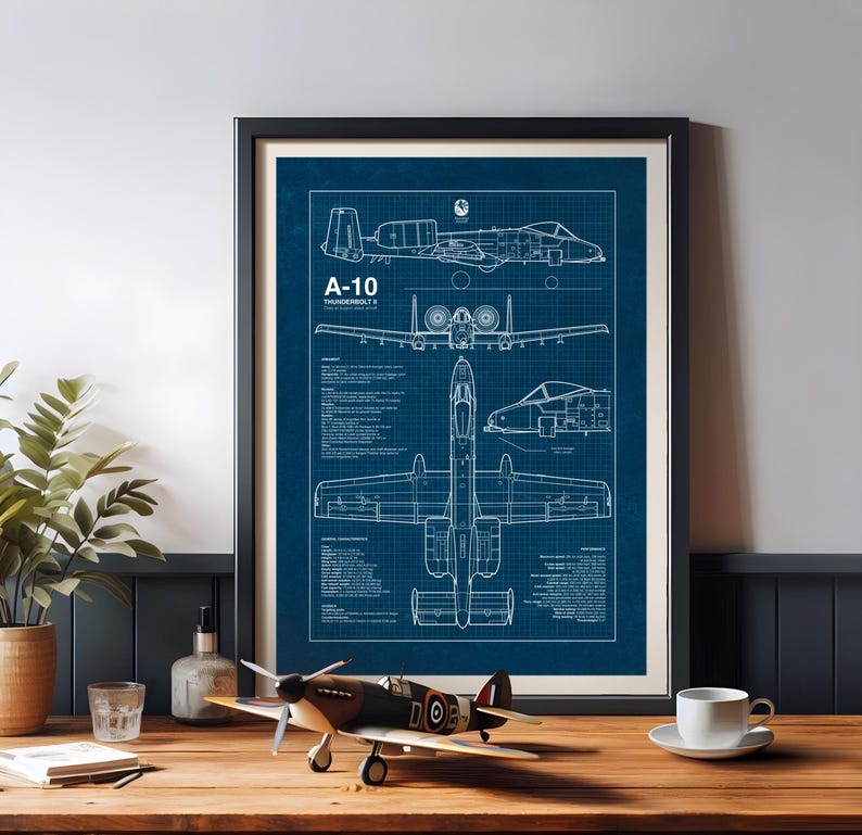 A-10 Warthog Blueprint: USAF Aviation Art, Military Jet Technical ...