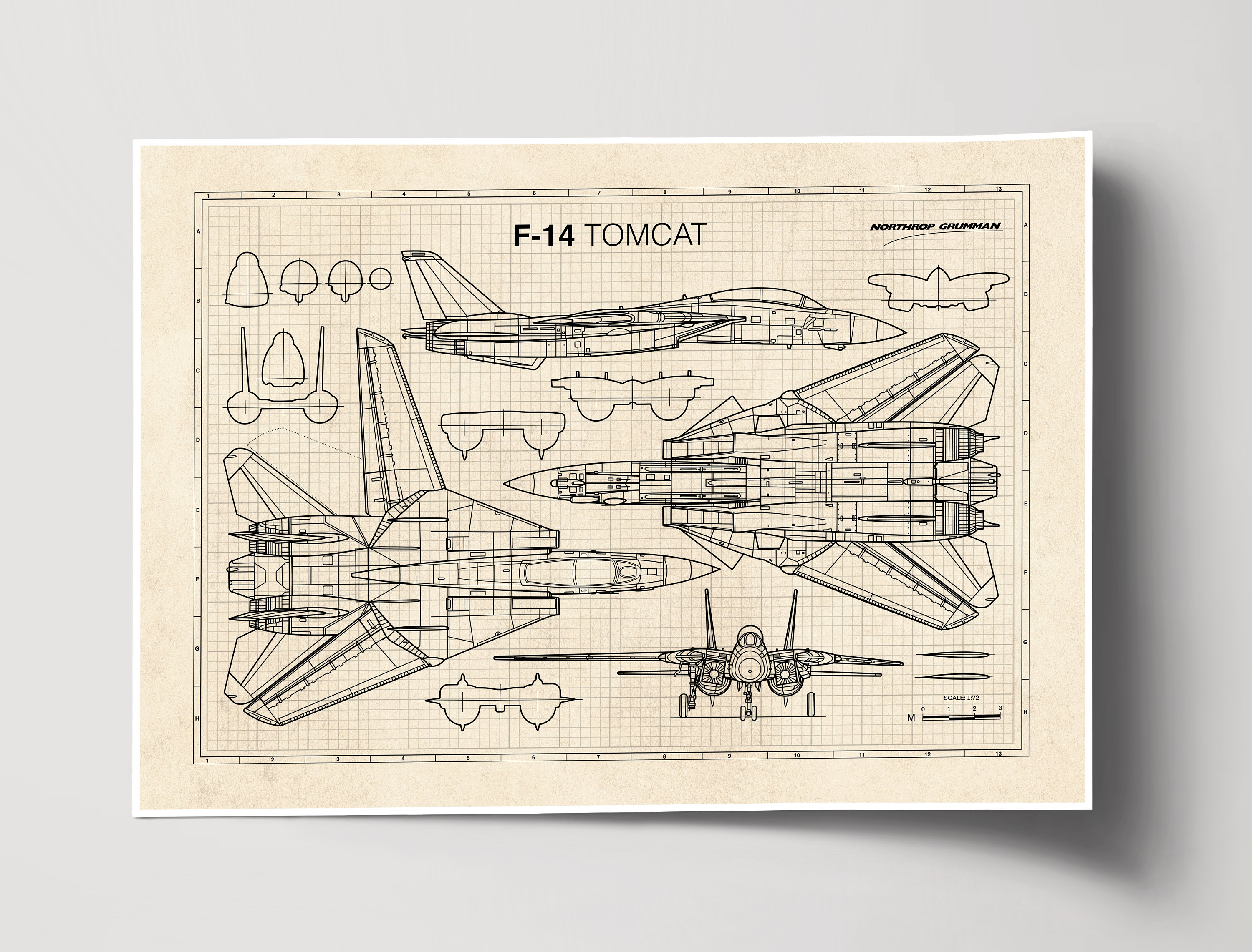F-14 Tomcat, Blueprint, Aviation, Military Gift, Marine Corps Aviation ...