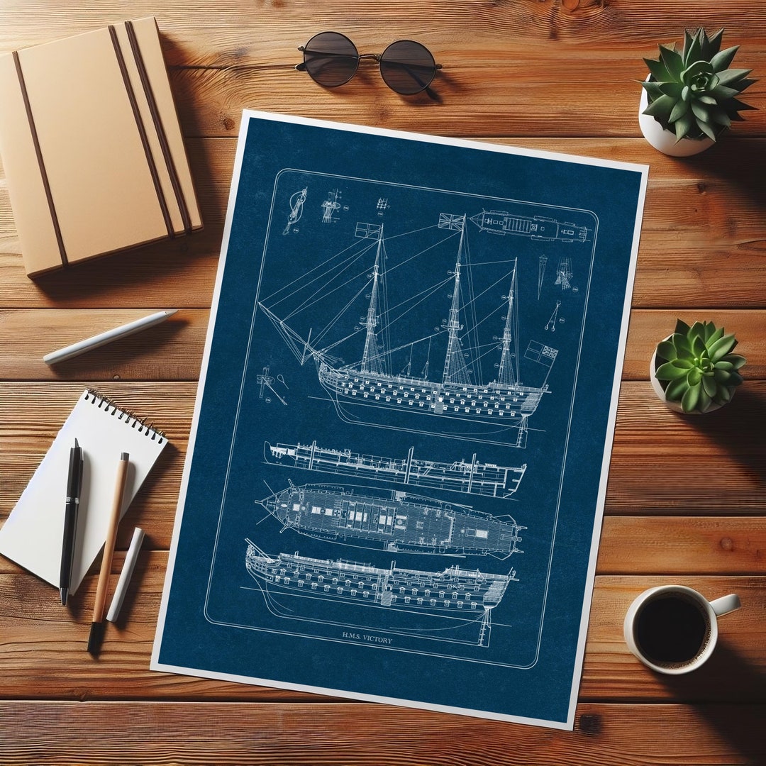 Vintage Ship, Blueprint Poster, Ship Print, Nautical Poster, Maritime ...