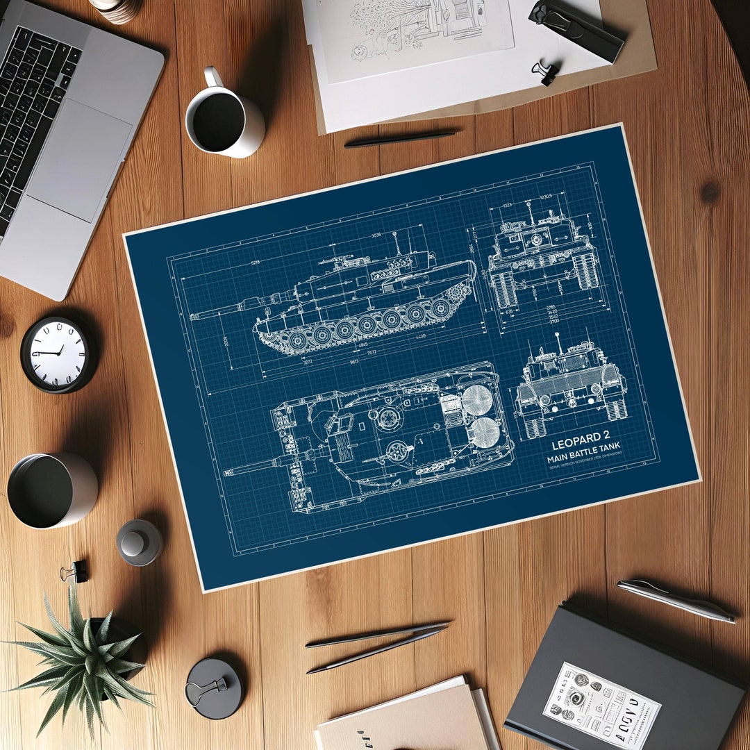 Leopard-2 Main Battle Tank Poster, Blueprint Poster, Tank Blueprint ...
