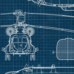 CH-47 Chinook, Helicopter, Blueprint Poster, Boeing, Military ...