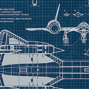 SR-71 Blackbird Blueprint Poster, Aviation Wall Art, Military Decor ...