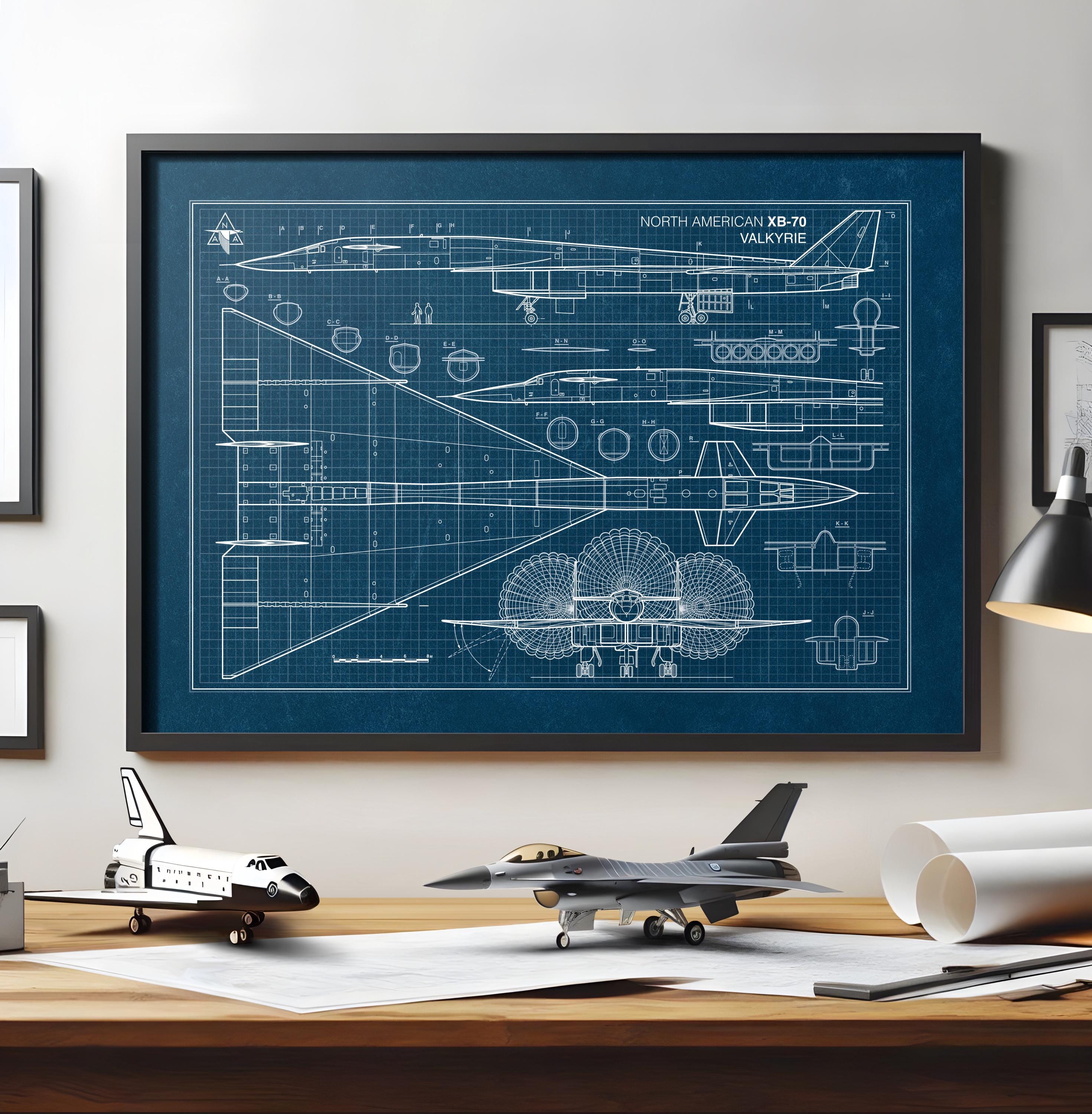 XB-70 Valkyrie Blueprint Poster: Aviation Wall Art, Aircraft Poster ...