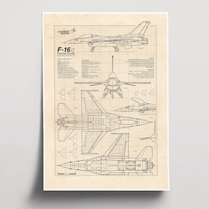 F-16 Fighting Falcon, Blueprint Poster, Aviation, Printable Art, US Air ...