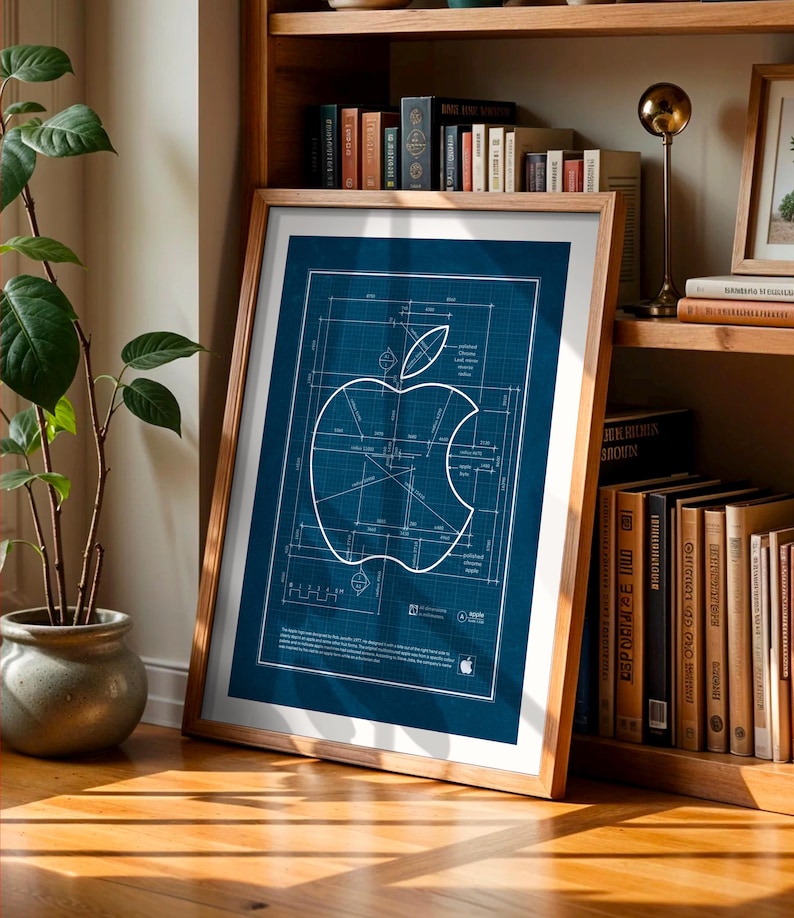 Apple Logo Blueprint Poster: Tech Wall Art, Apple Fan Gift (digital ...