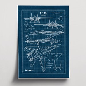 F-14 Tomcat Fighter Jet, Blueprint, Patent Print, Aviation, Military ...