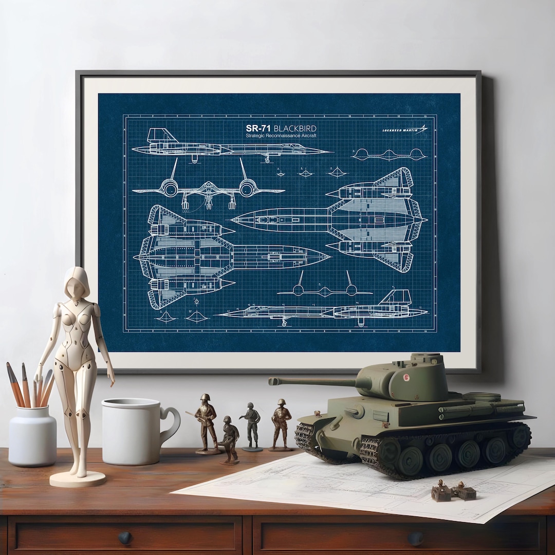 SR-71 Blackbird Blueprint Aviation Poster: Military Wall Art (digital ...