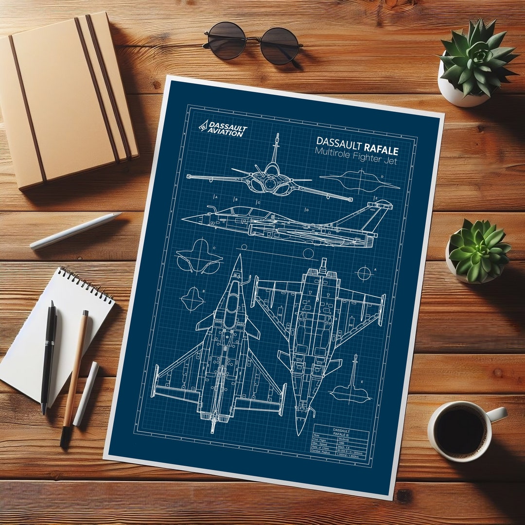Rafale Fighter Jet, Blueprint Poster, Dassault Rafale Print, Aviation ...
