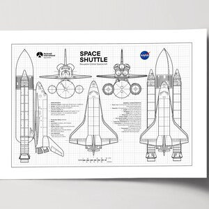 Space Shuttle, Blueprint Poster, Spacecraft, NASA, Orbiter Poster ...