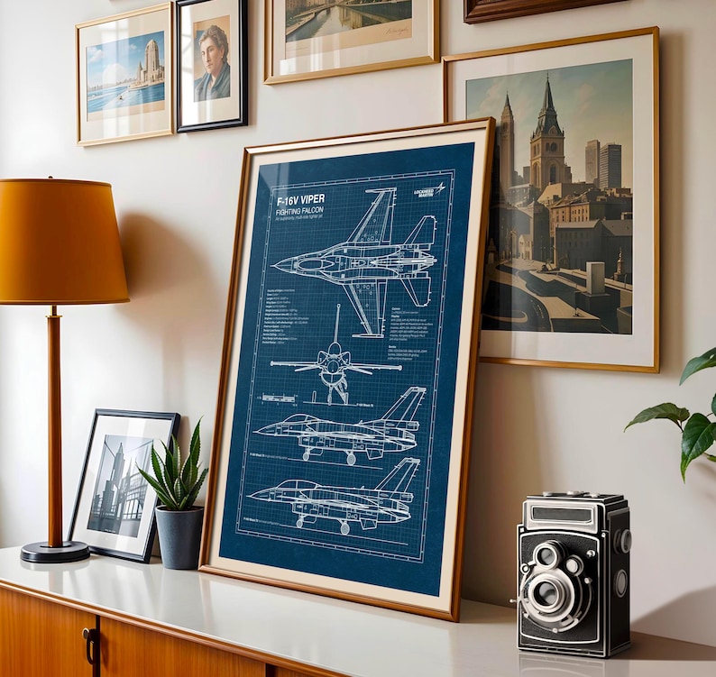 F-16V Viper Blueprint Poster: F-16 Block 70, Aircraft Art, Military ...