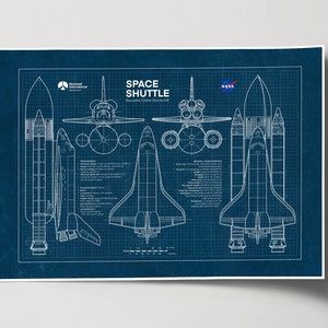 Space Shuttle, Blueprint Poster, Spacecraft, NASA, Orbiter Poster ...