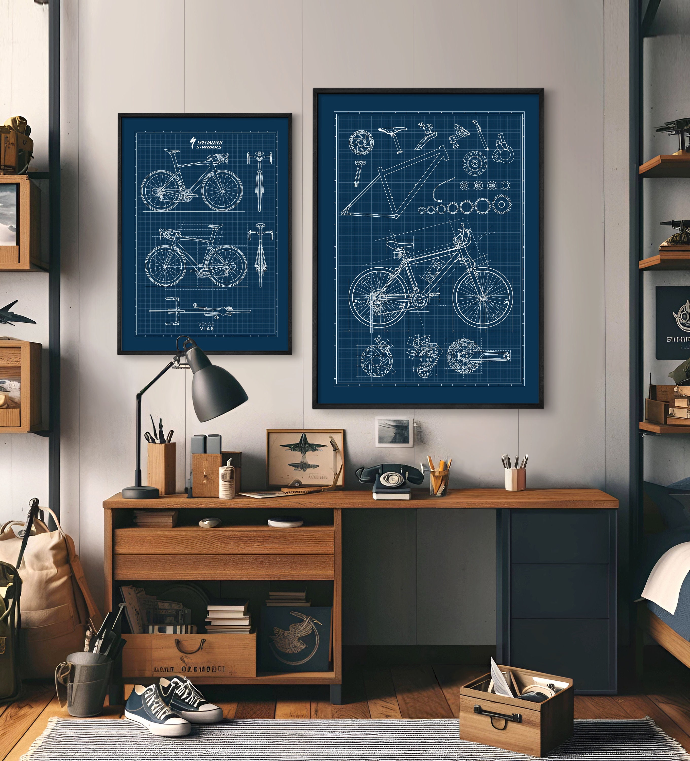 Bicycle Poster, Blueprint Poster, Mtb Bike Blueprint Poster, Bike Gift ...