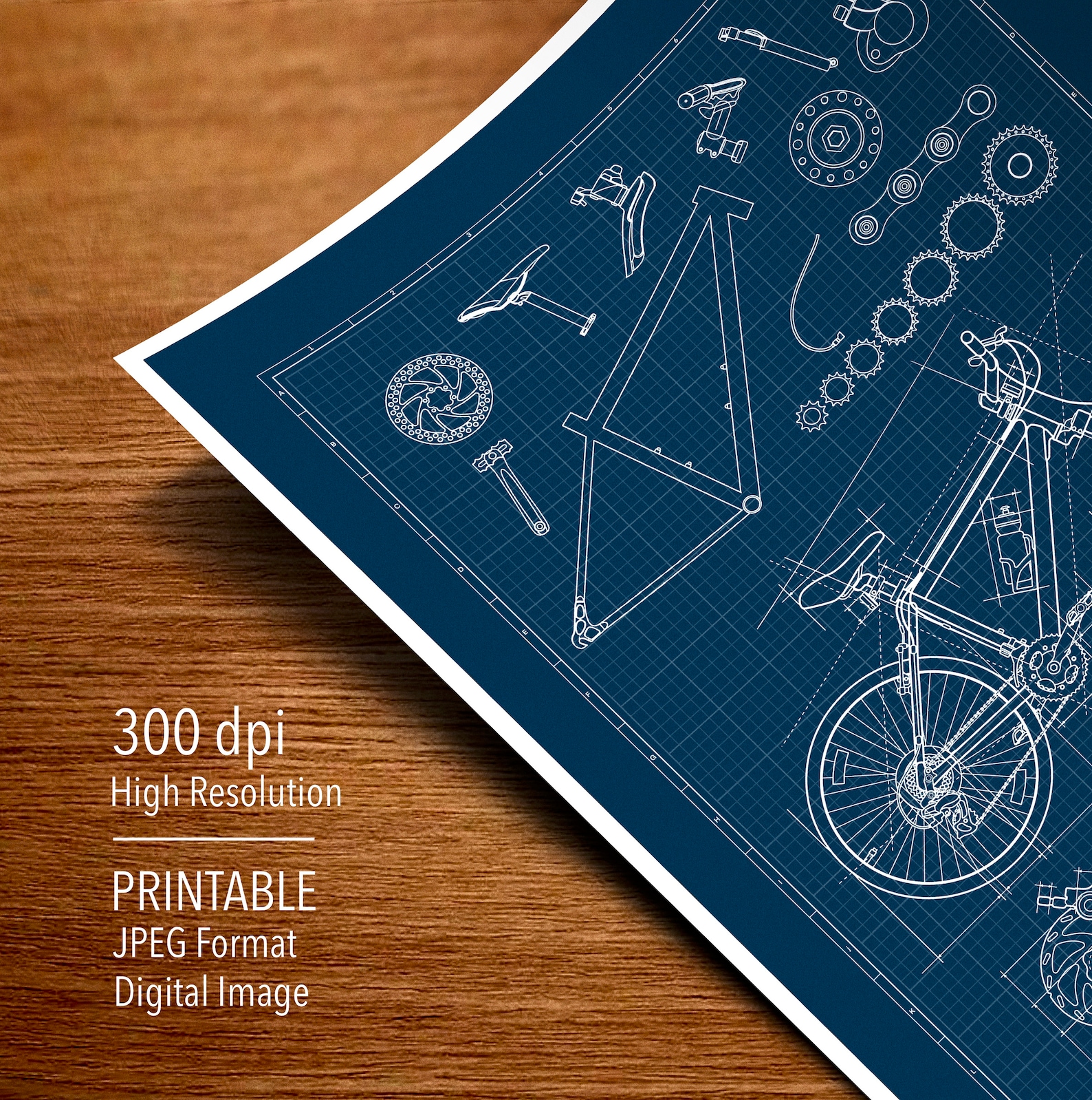 Bicycle Poster, Blueprint Poster, Mtb Bike Blueprint Poster, Bike Gift ...