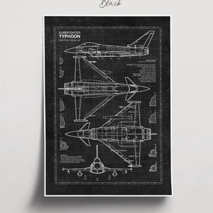 Eurofighter Typhoon Blueprint Poster: Military Aviation Art (instant ...