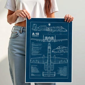 A-10 Warthog Blueprint: USAF Aviation Art, Military Jet Technical ...