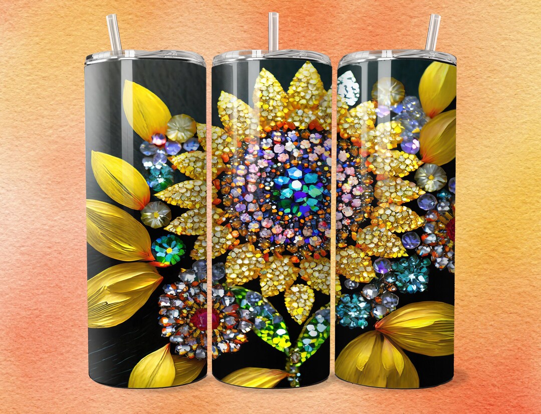 Rhinestone Sunflowers 20oz Tumbler Wrap PNG Digital File for ...