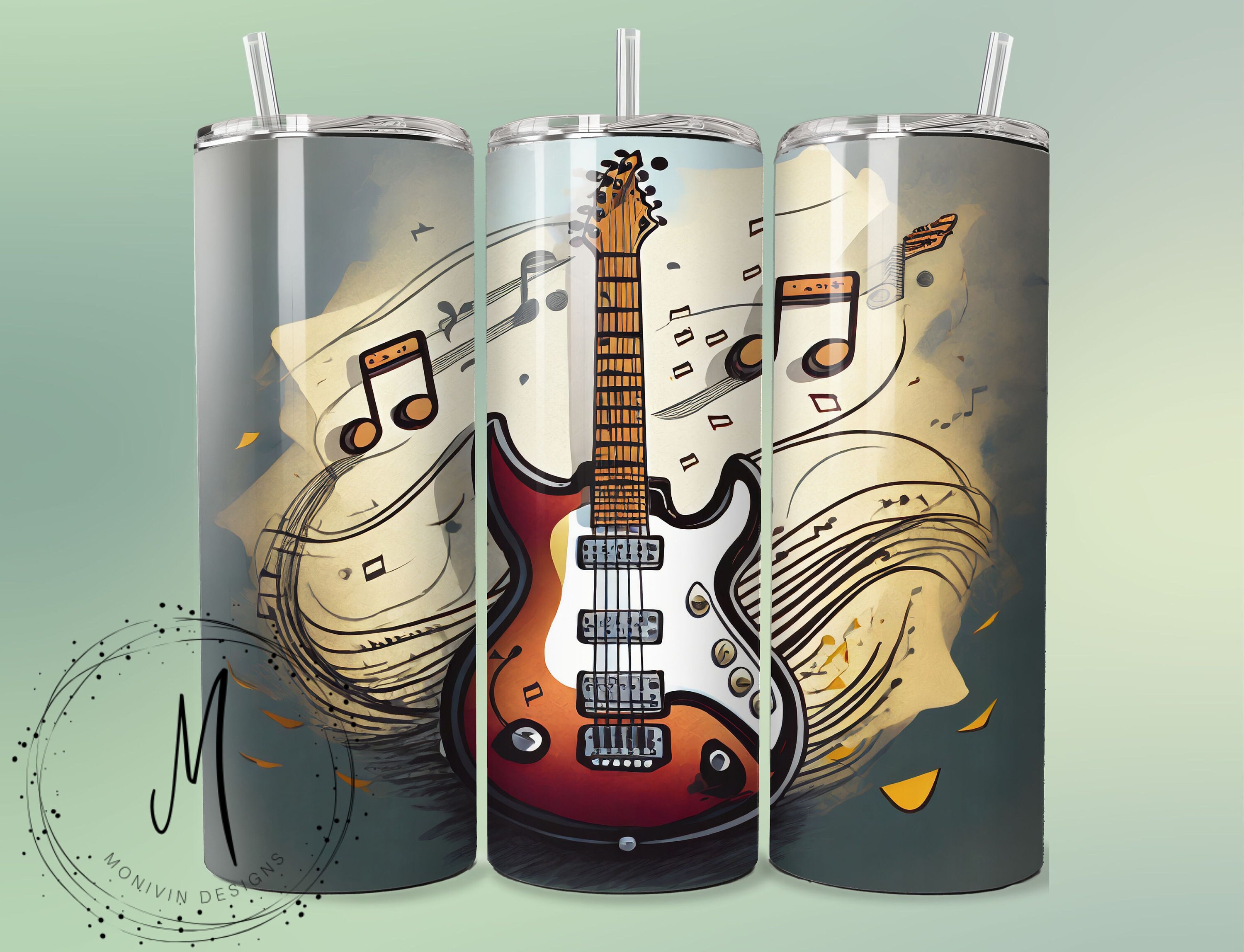 Seamless Stratocaster Guitar 20oz Tumbler Wrap PNG Digital File for ...