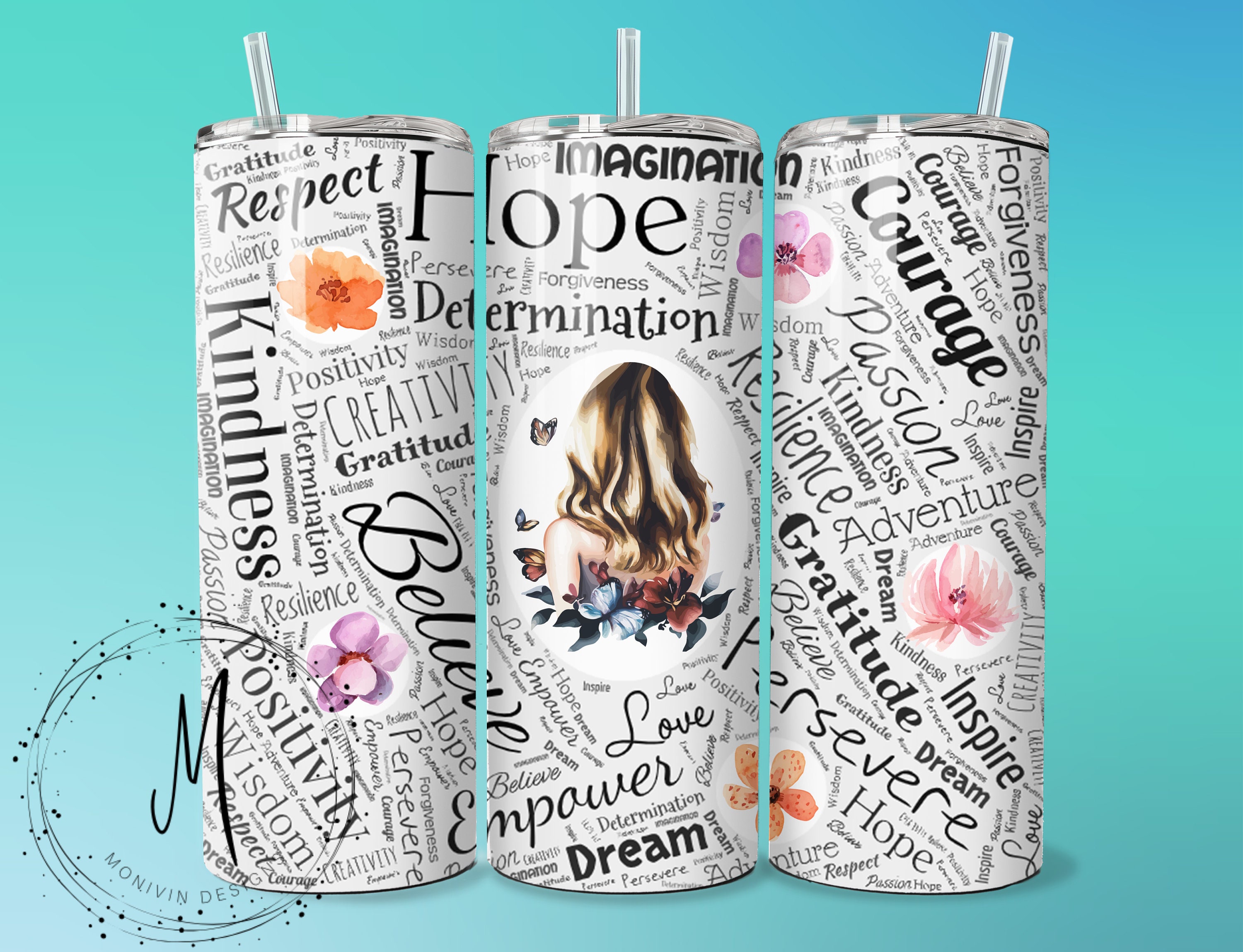 Positive Affirmations 20oz Tumbler Wrap PNG Digital File for - Etsy