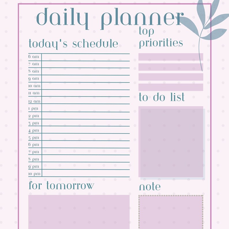 Daily Planner Instant Downloadable Planner, to Do List, Digital ...