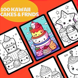 Kawaii Food Coloring 100 Book Printable PDF Download Pages, Cute ...
