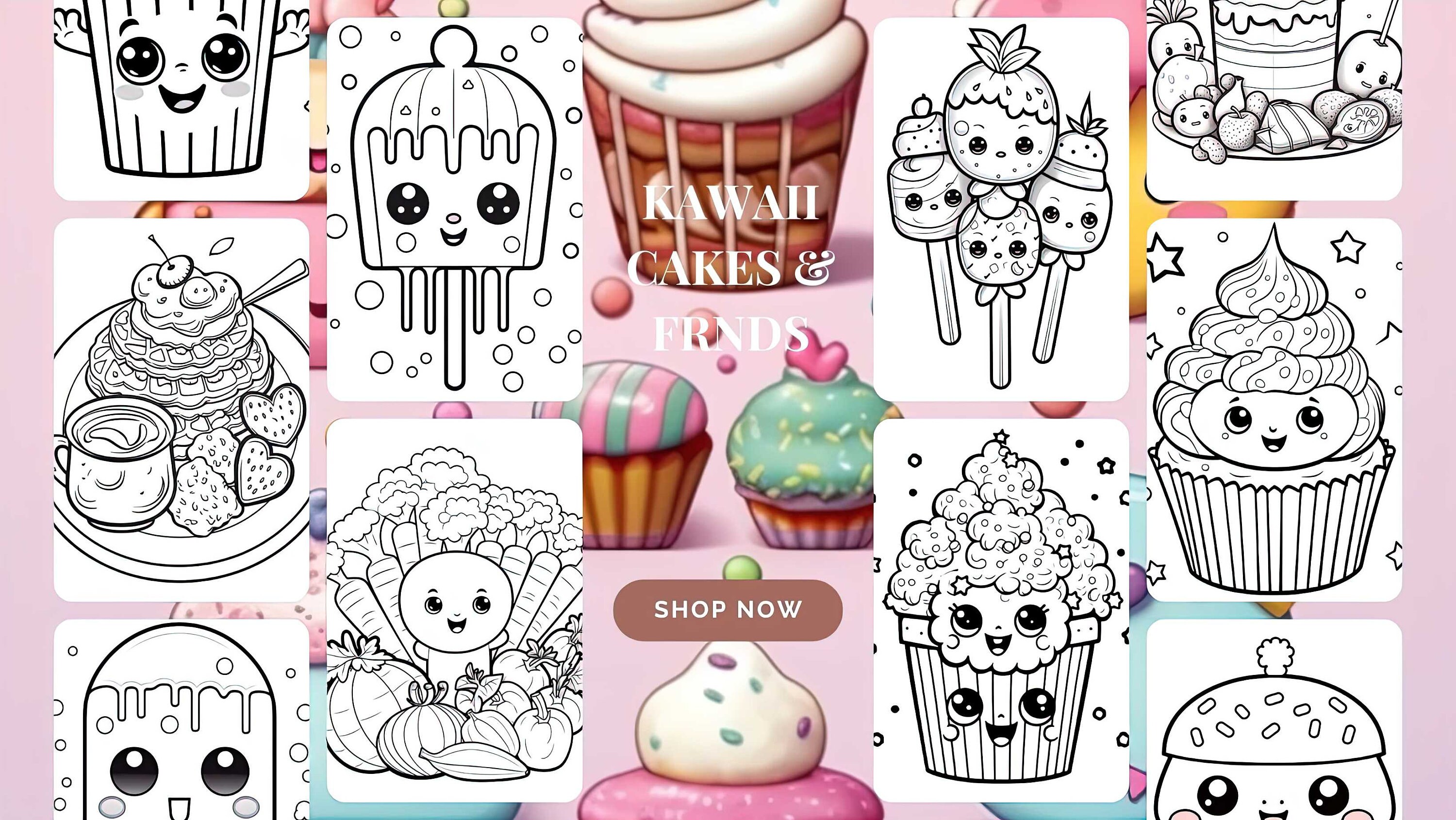 Kawaii Food Coloring 100 Book Printable PDF Download Pages, Cute ...