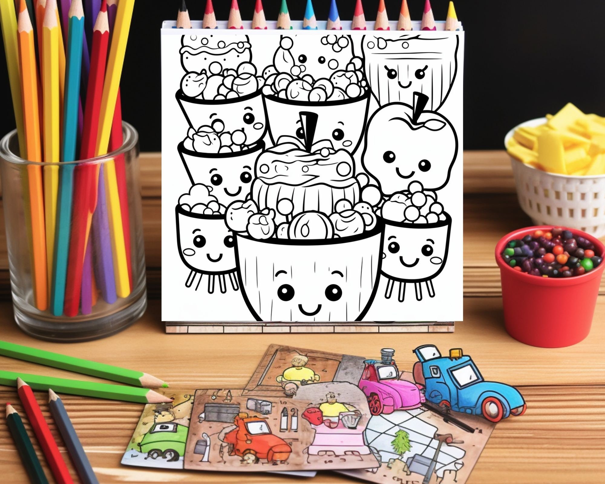 Kawaii Food Coloring 100 Book Printable PDF Download Pages, Cute ...