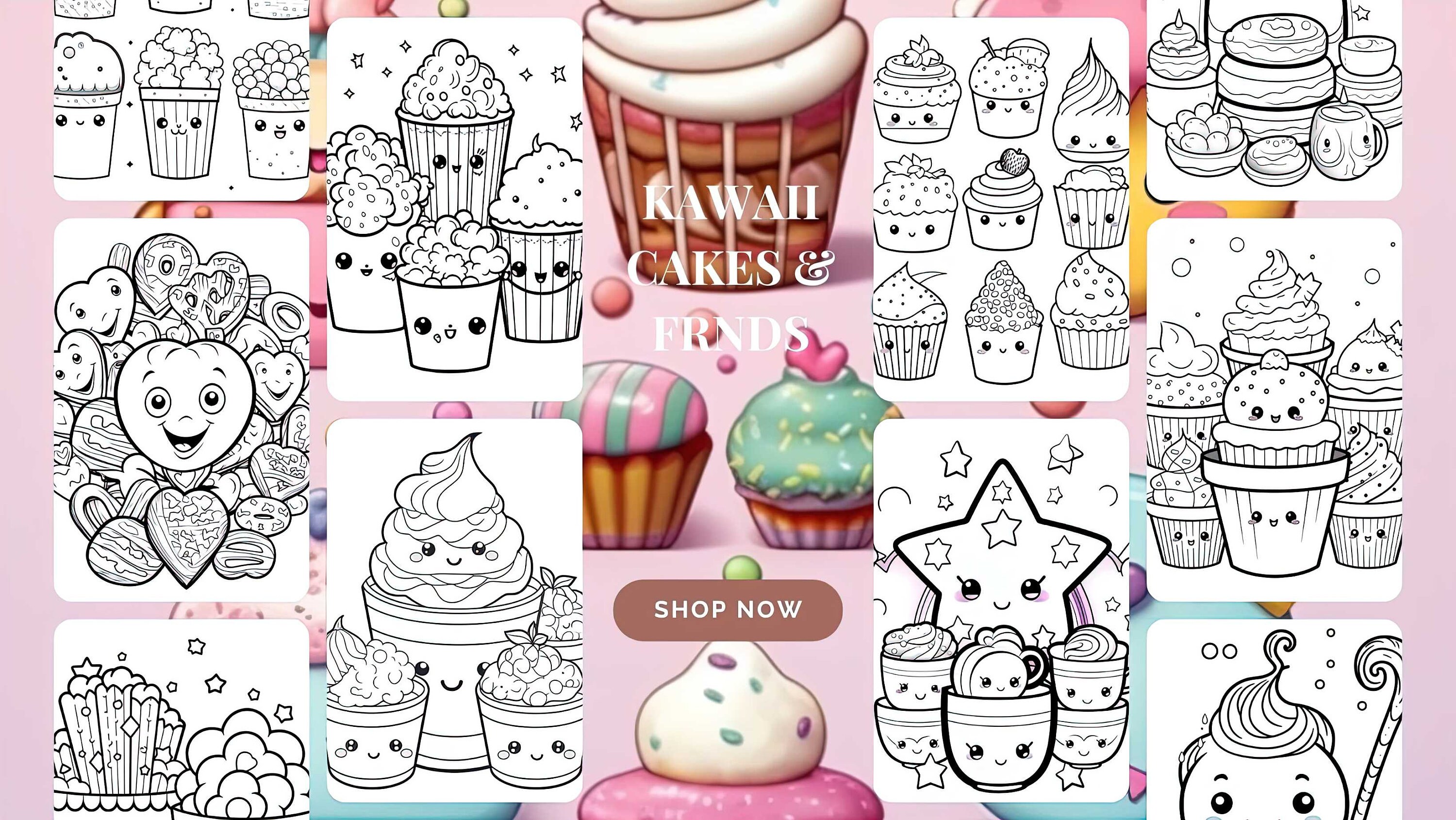Kawaii Food Coloring 100 Book Printable PDF Download Pages, Cute ...