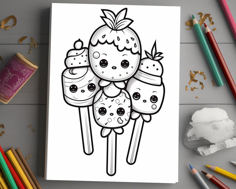 Kawaii Food Coloring 100 Book Printable PDF Download Pages, Cute ...