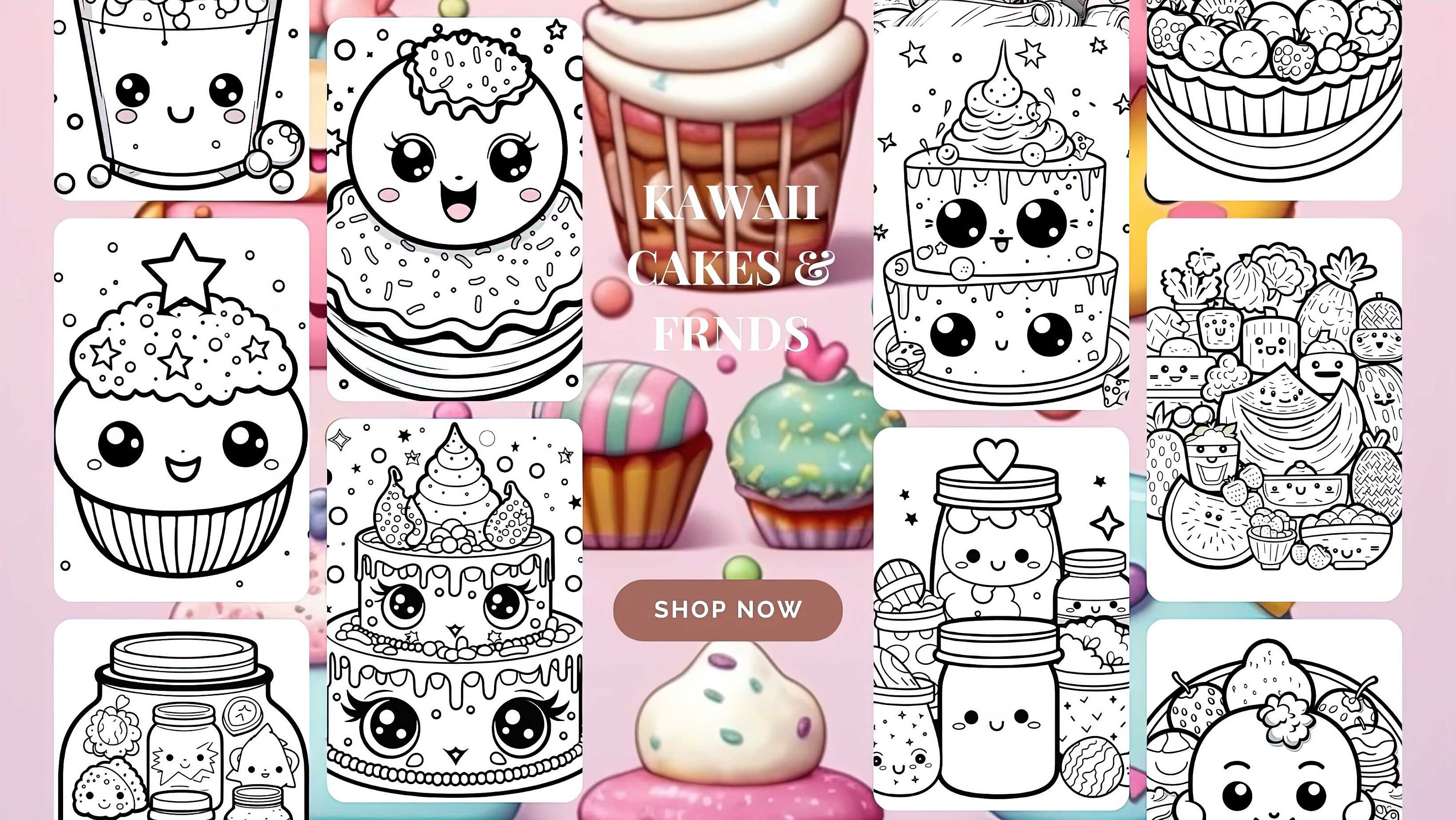 Kawaii Food Coloring 100 Book Printable PDF Download Pages, Cute ...