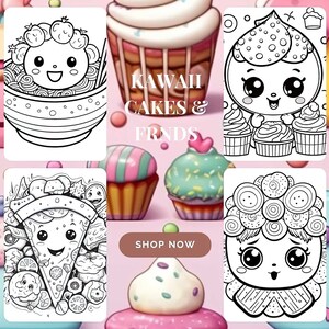 Kawaii Food Coloring 100 Book Printable PDF Download Pages, Cute ...