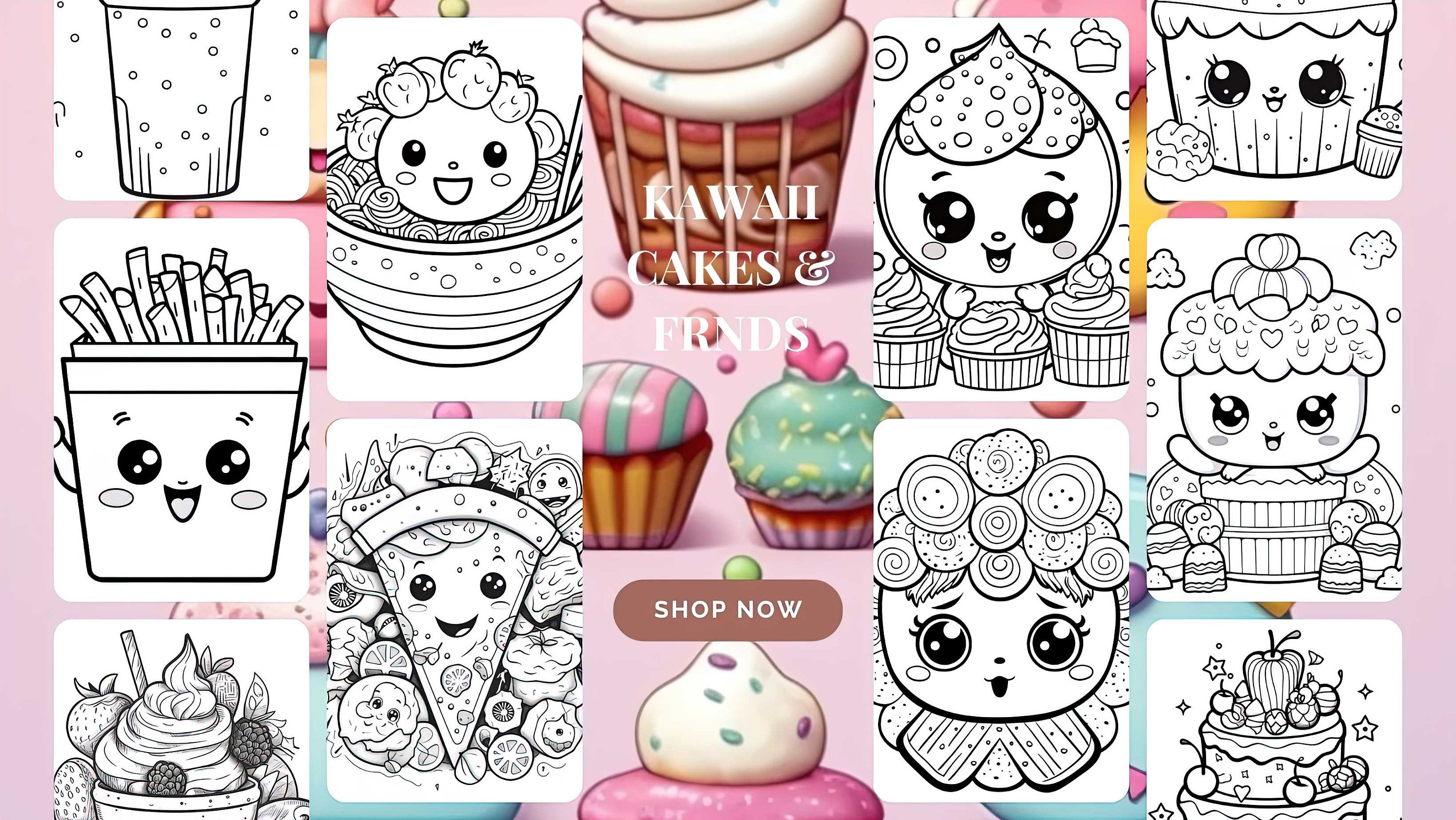 Kawaii Food Coloring 100 Book Printable PDF Download Pages, Cute ...