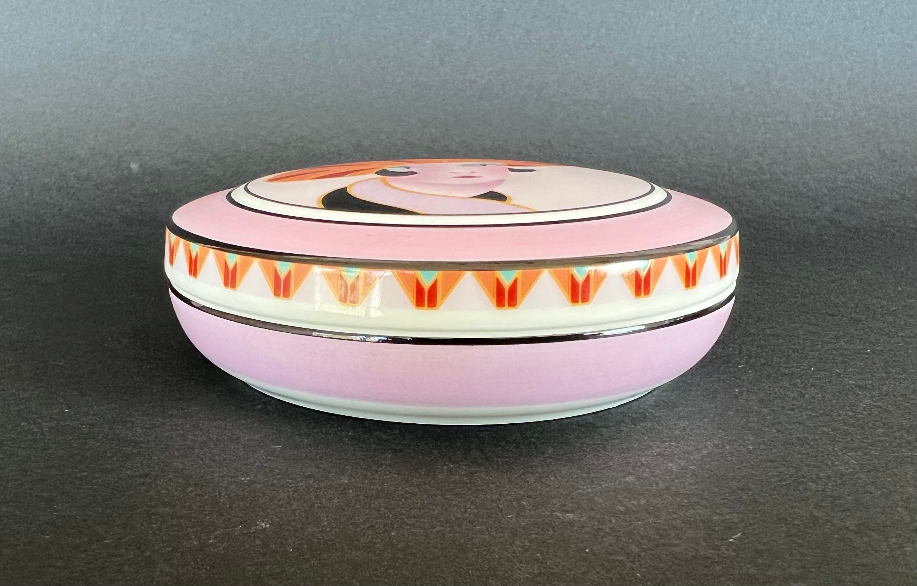 Vintage Noritake Art Deco Reproduction Lady Powder Puff Box Museum ...