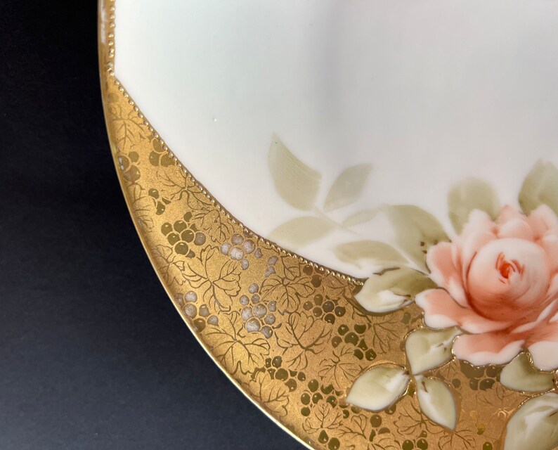 Antique Nippon Hand Painted Gold Beaded Plate Wall Plaque - Etsy