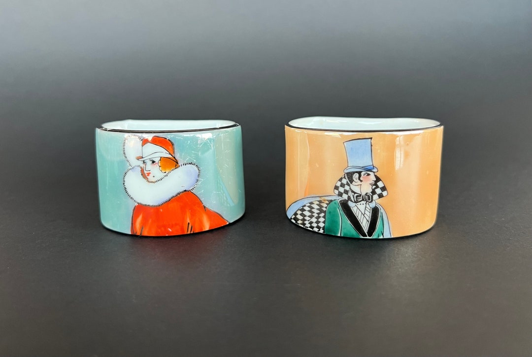 Vintage Noritake Art Deco Lusterware Napkin Rings, Woman & Man in ...