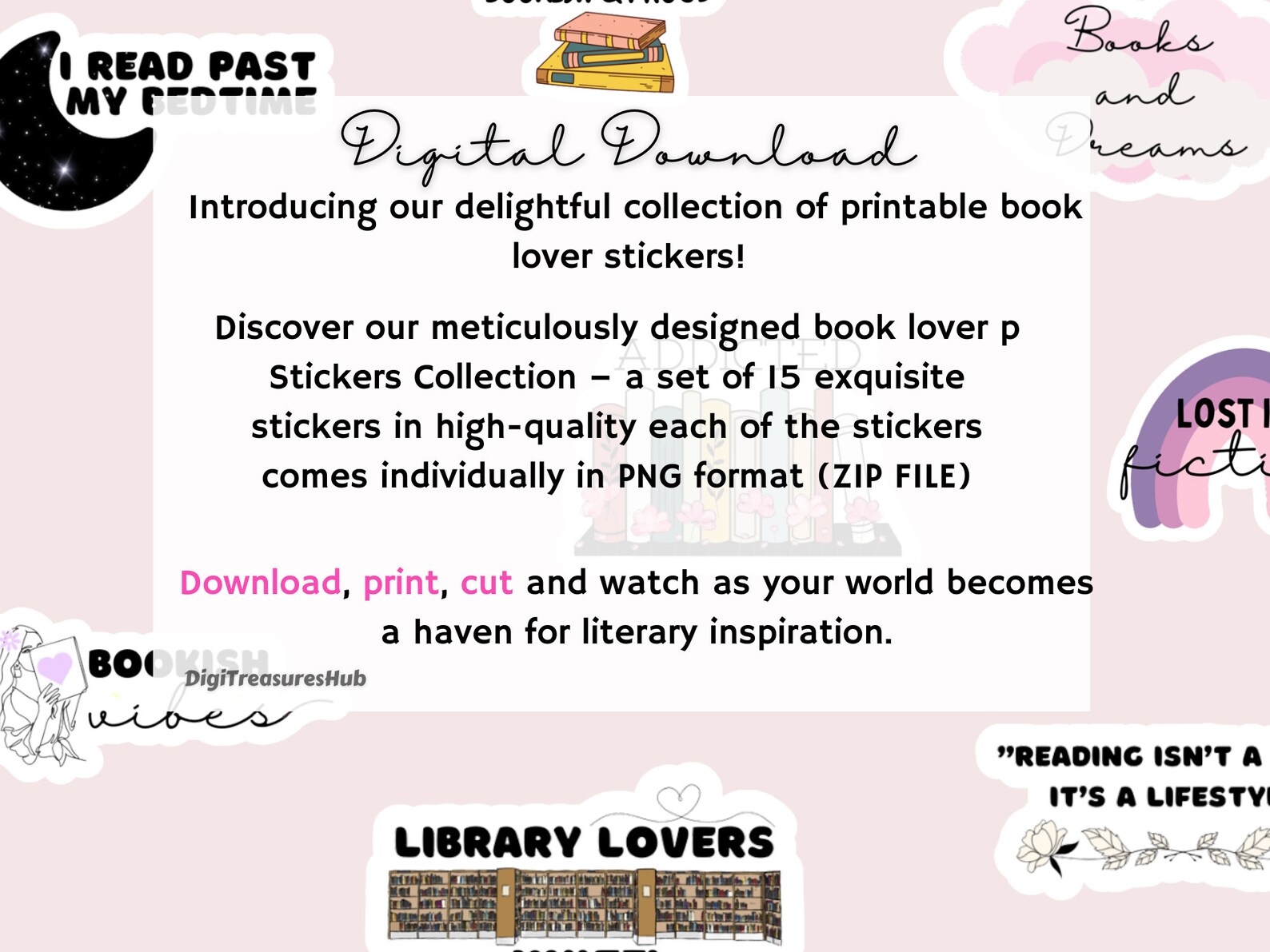 Printable Book Lover Stickers Printable Bookish Stickers - Etsy
