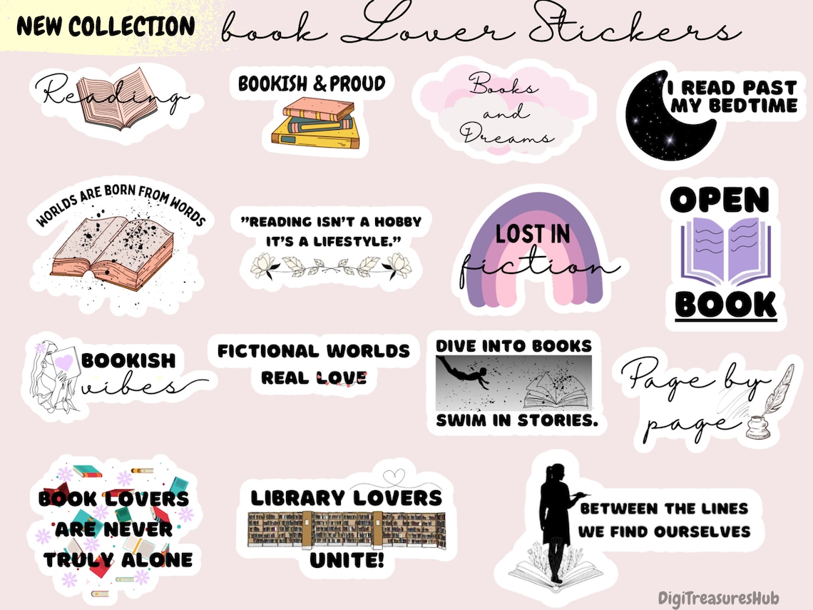 Printable Book Lover Stickers Printable Bookish Stickers - Etsy