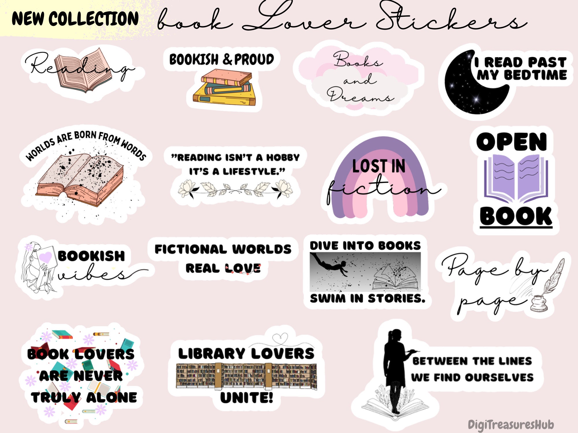 Printable Book Lover Stickers Printable Bookish Stickers - Etsy