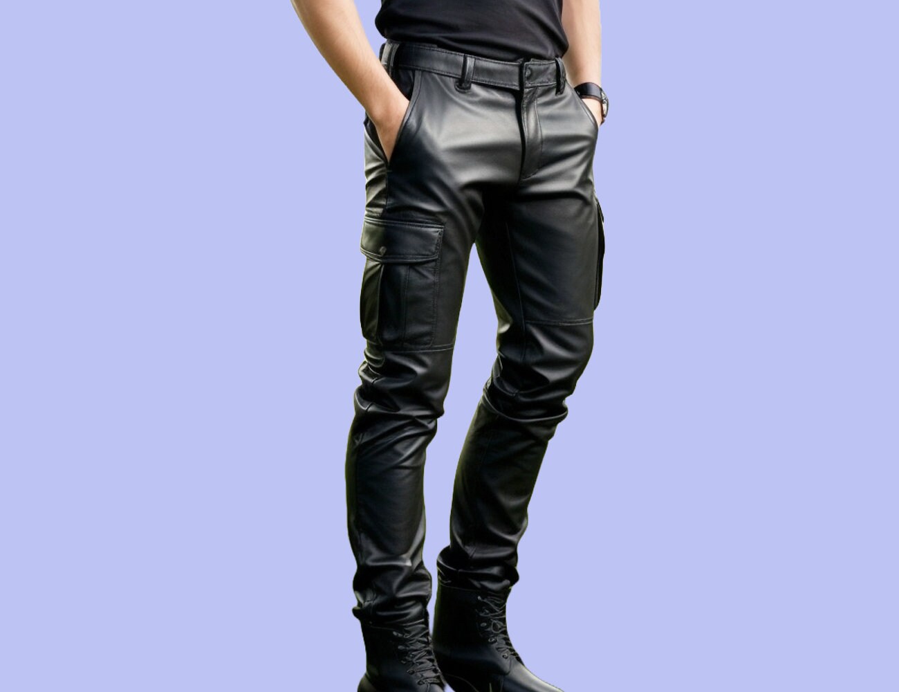 Handmade Sheep Leather Mens Pants,genuine Soft Leather Mens Jeans ...