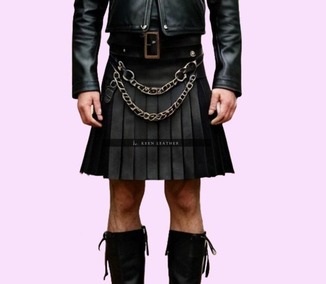 Premium Leather Black Gladiator Kilt Handmade Gothic Leather Kilt ...