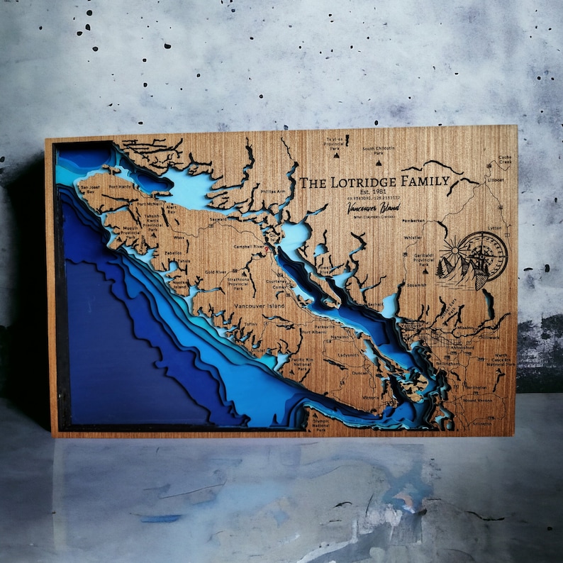 Vancouver Island Wood Map - Etsy
