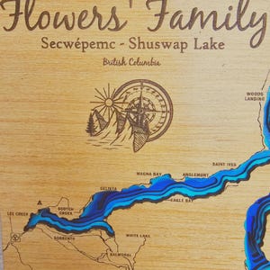 Shuswap Lakes Bathymetric Wood Map - Etsy