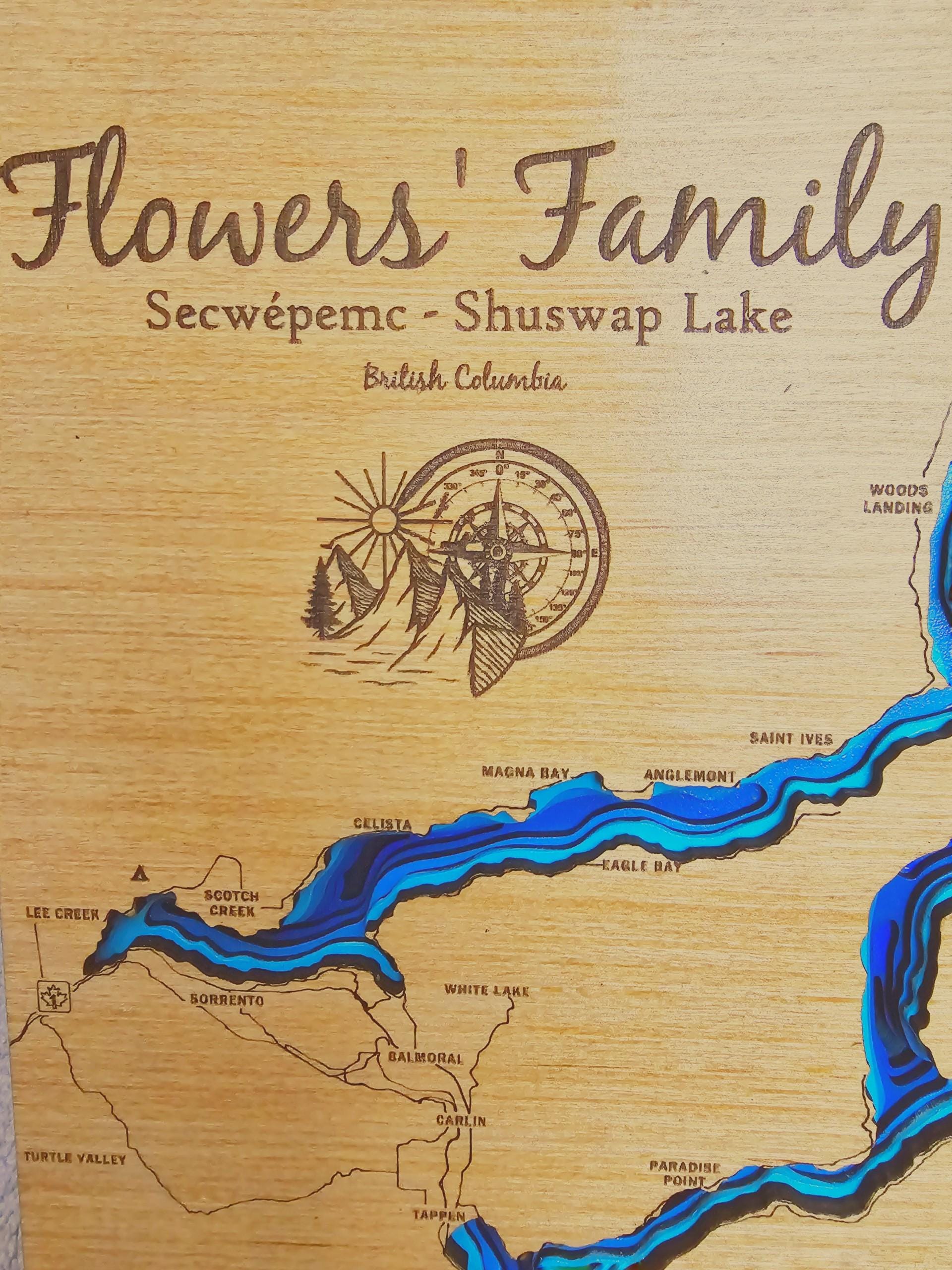 Shuswap Lakes Bathymetric Wood Map - Etsy