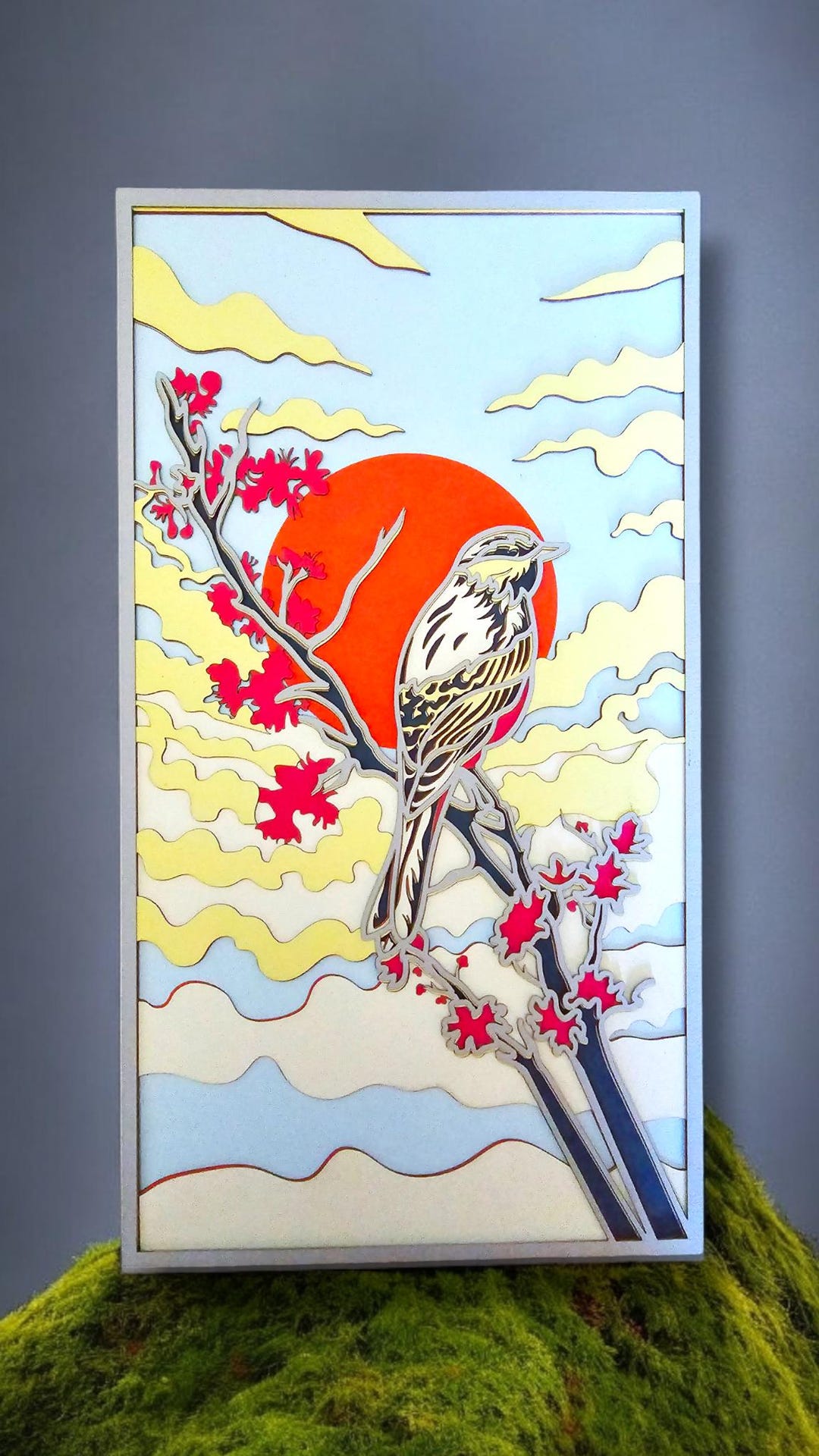 7 Layers Bird on a Branch Scene Digital File - Etsy
