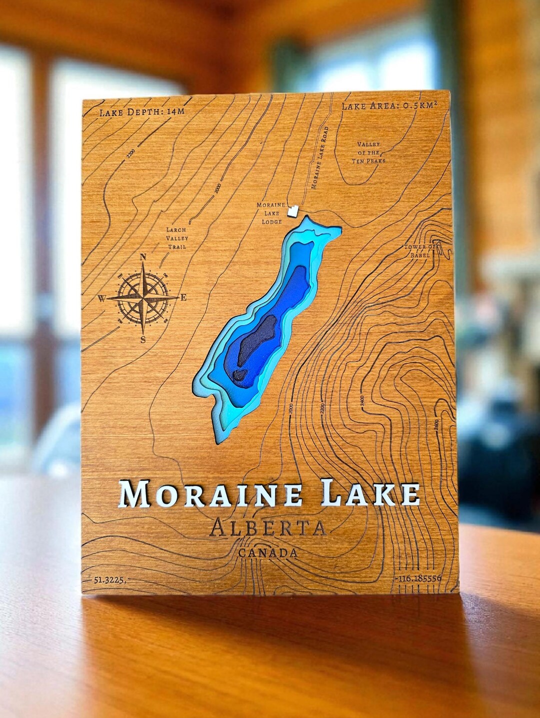 Handmade Wood Contour and Depth Map of Moraine Lake, Banff National ...