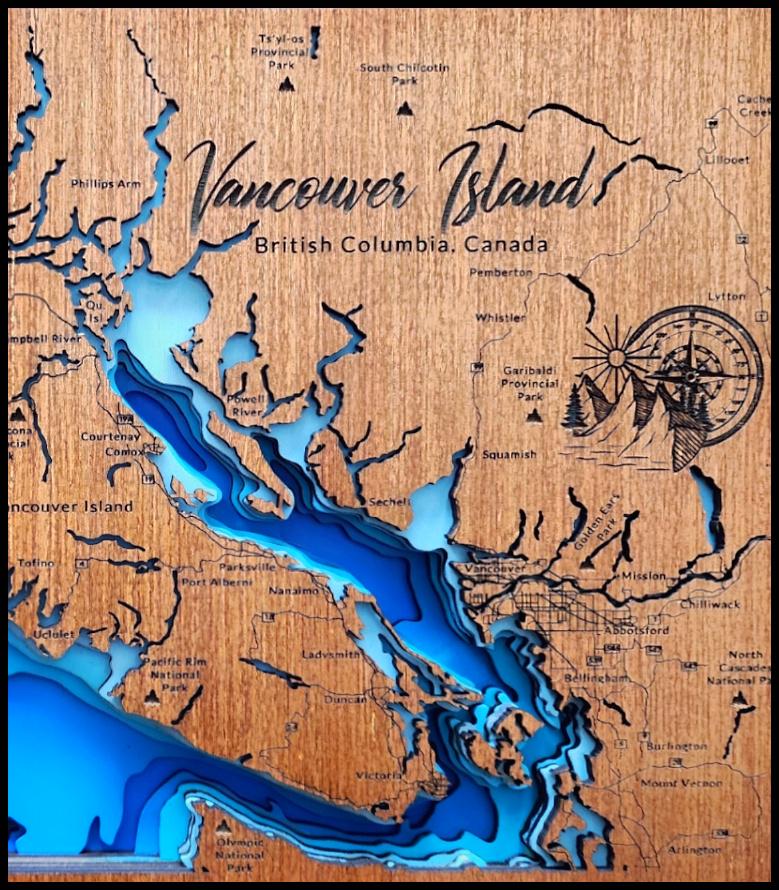 Vancouver Island Wood Map - Etsy