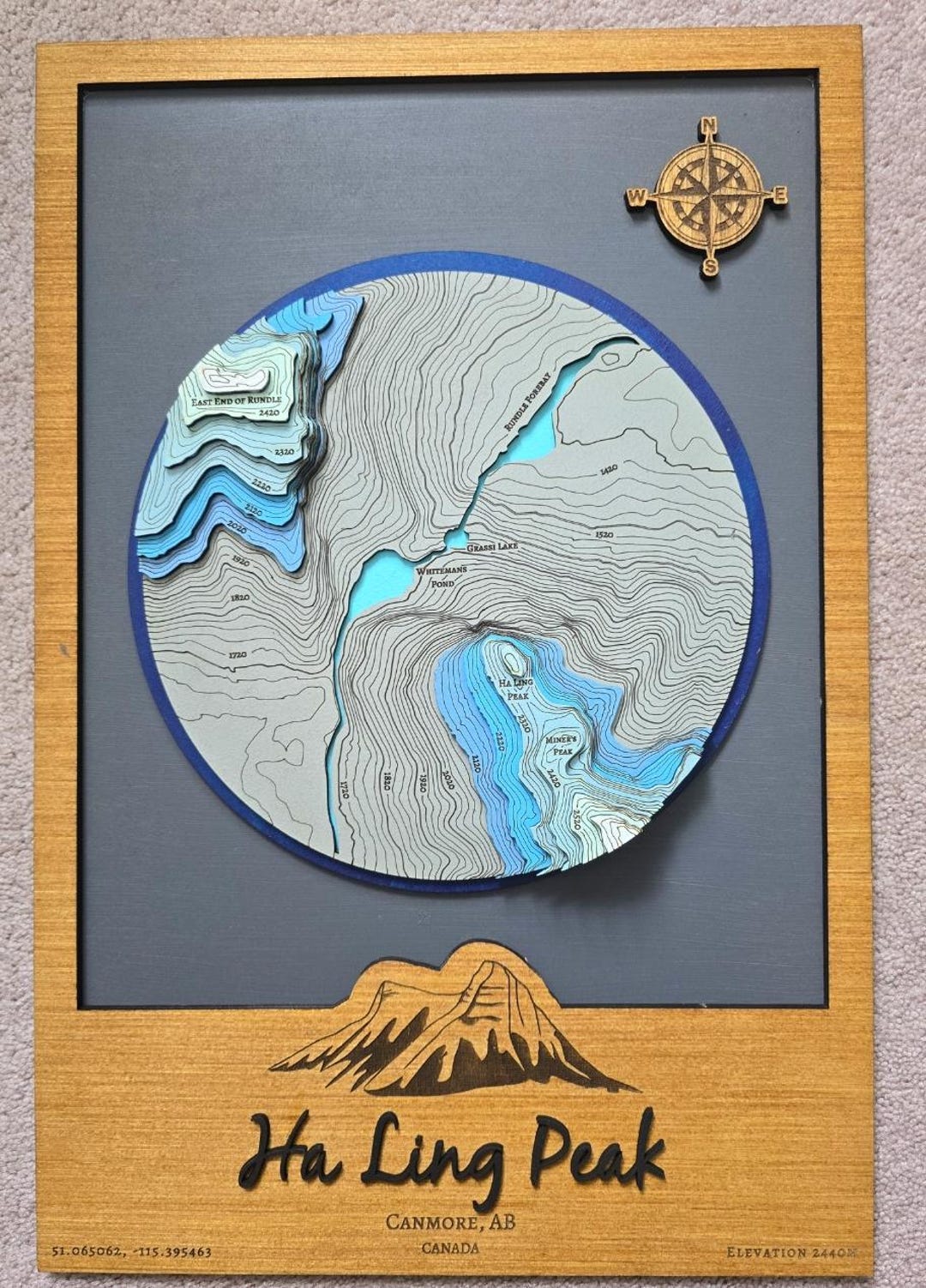Handcrafted 3D Elevation Map of Canmore's Ha Ling Peak - Etsy Canada