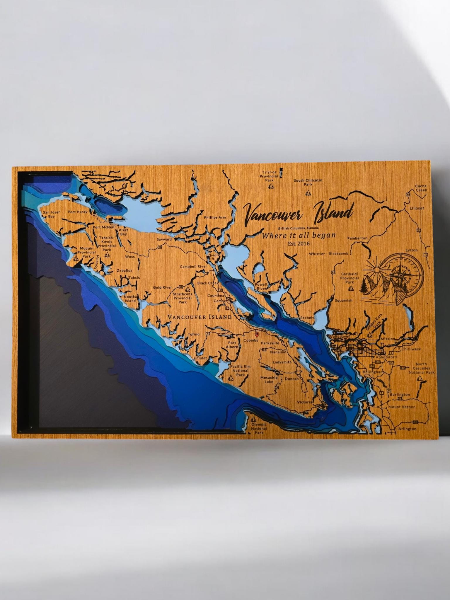 Vancouver Island Wood Map - Etsy